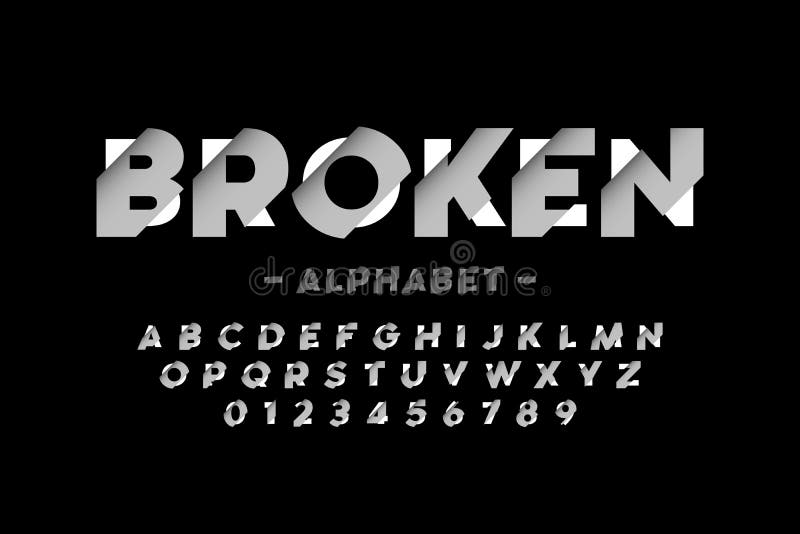 Broken style modern font stock vector. Illustration of injury - 188273338