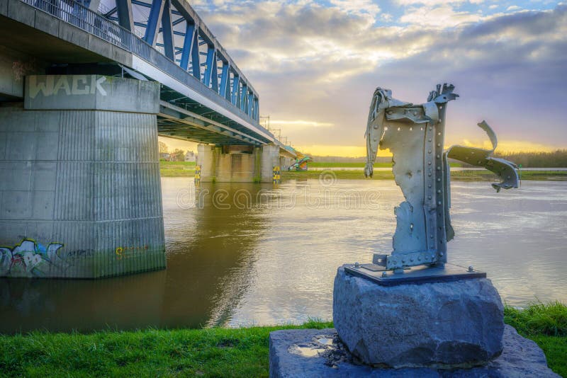 Broken Foundation of a Bridge Alongside a River Stock Image - Image of ...