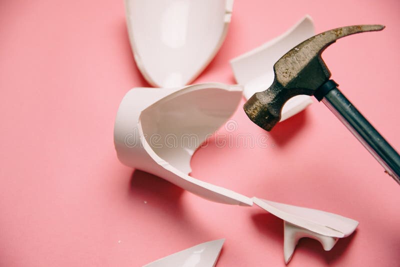 Broken Fragments of a Crack Broken White Cup. Stock Image - Image of ...