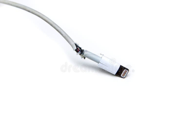 The Broken and Frayed Cable from the Charger Stock Image - Image of ...