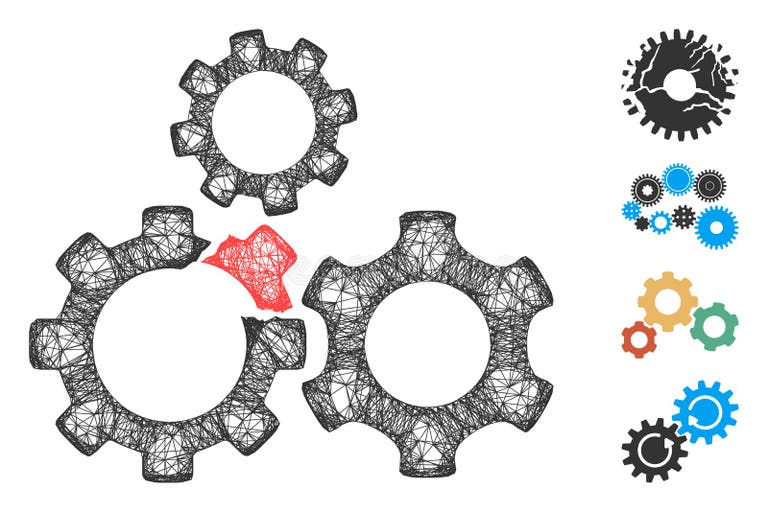 Broken Gear Mechanism Web Vector Mesh Illustration Stock Illustration ...
