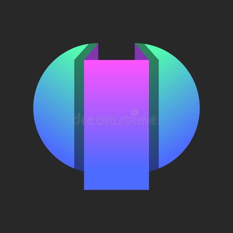 Broken Geometric Shapes Vibrant Logo on Two Half Circles and Rectangle ...