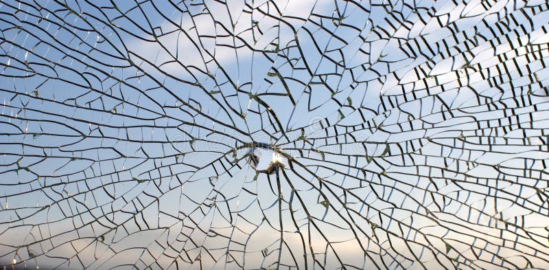 Broken and Shattered Glass Pane Stock Image - Image of crime, shatter ...