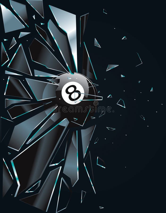 Broken Glass 8 Ball stock vector. Illustration of glass - 13404525