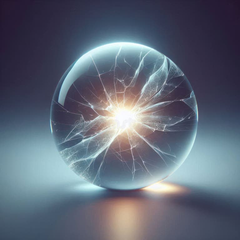 A Broken Glass Ball with an Internal Glow. Space for Text. Stock Photo ...