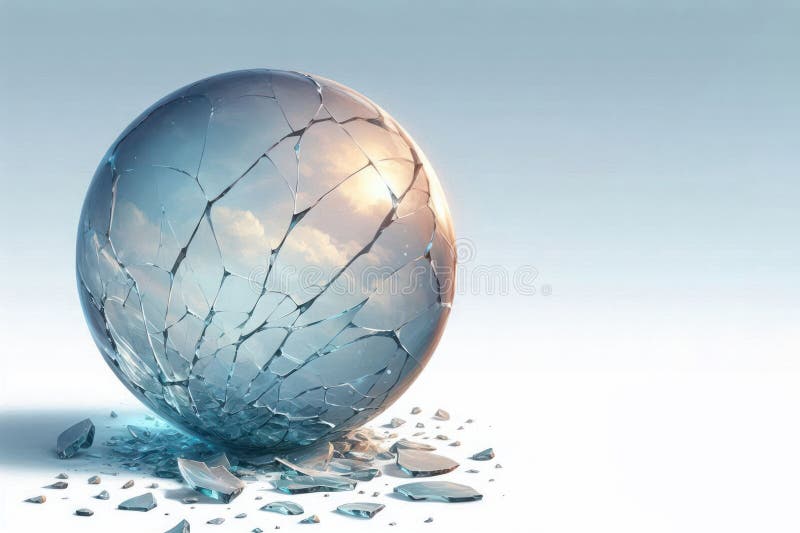 A Broken Glass Ball. Space for Text. Stock Image - Image of fracture ...