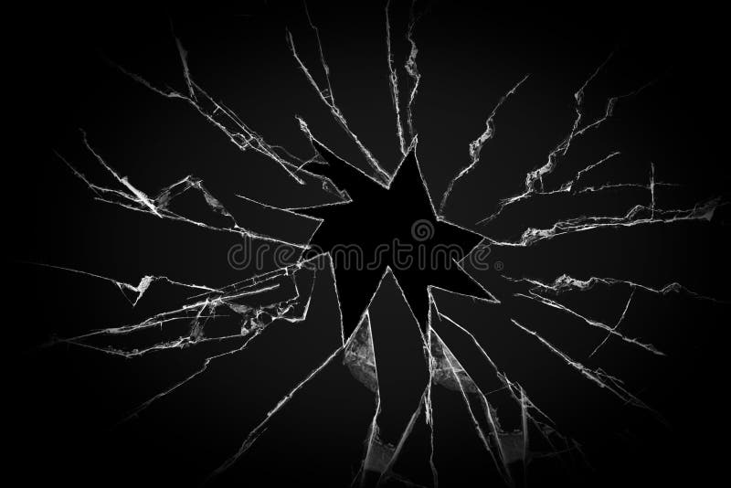 Broken Glass on a Black Background Stock Photo - Image of cracked ...