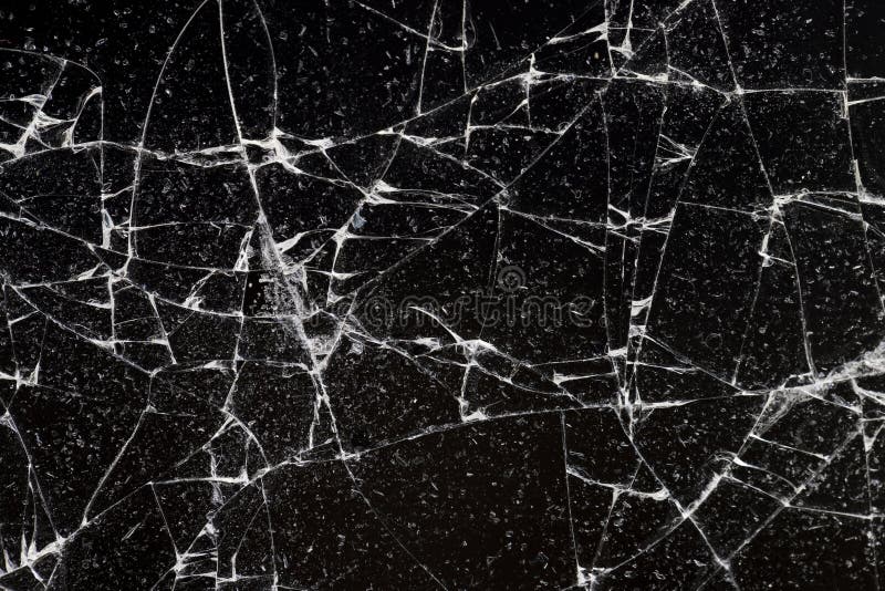 Broken Glass on a Black Background, Thin Glass Broken into Pieces Stock ...