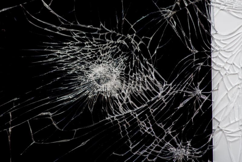 Broken glass on black stock photo. Image of device, fragile - 68532682