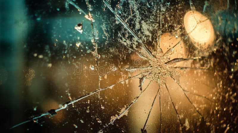 Broken Glass with Blurry City Lights in the Background Stock ...