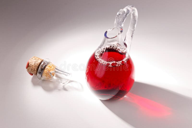 Broken Glass Bottle with Cork on White Table, Broken Structure Stock ...