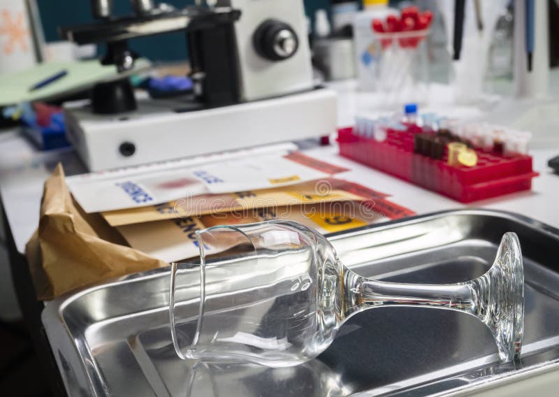 Broken Glass Bottle in Criminalistic Lab Stock Photo - Image of ...