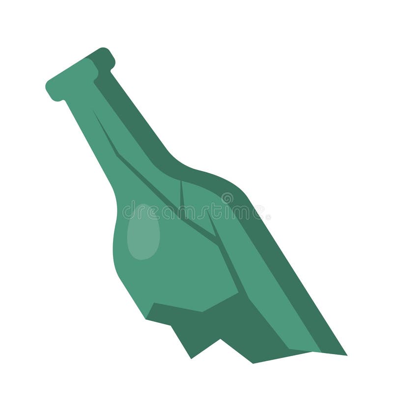 Broken Glass Bottle Flat Icon Trash Sorting and Utilization Stock Vector - Illustration of ...