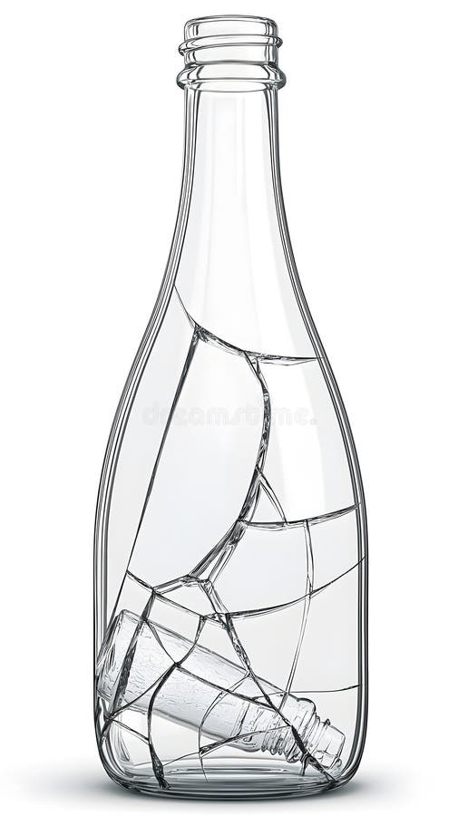 Broken Glass Bottle with Sharp Edges Stock Illustration - Illustration ...