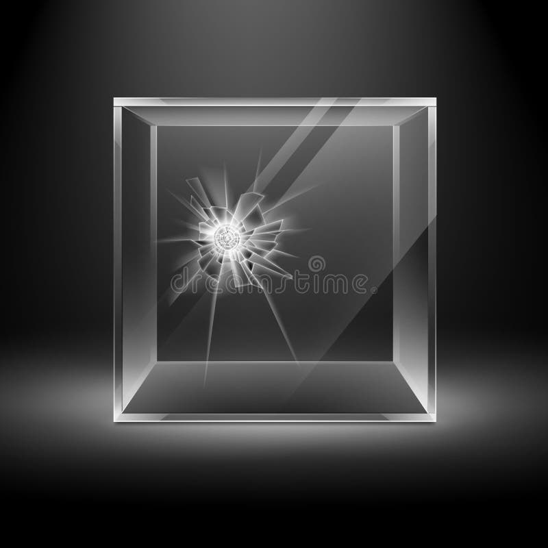 Broken Glass Box Cube on Black Background Stock Vector - Illustration ...