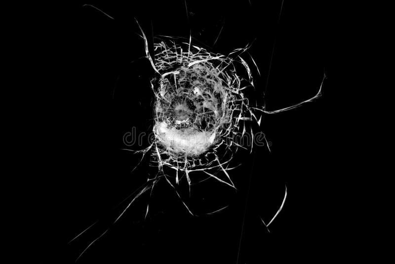 Broken Glass from a Bullet. Texture of Broken Glass. Stock Image ...