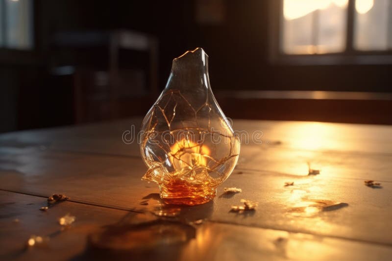 Broken Glass of a Burnt-out Lightbulb on a Table Stock Illustration ...