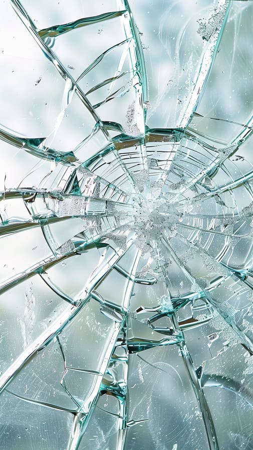 Broken Glass with Central Cracks, Highlighting Themes of Fragility ...