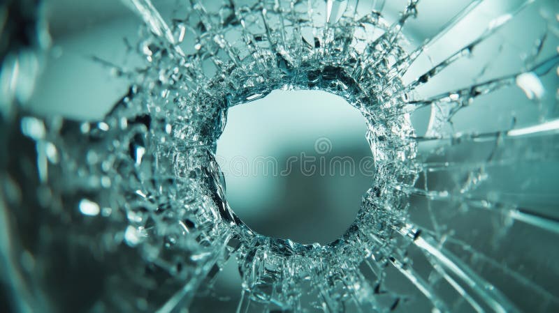 Broken Glass with Circular Hole, Sharp Edges, Intricate Cracks Stock ...