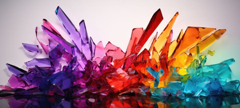 Broken Glass, Colorful Crystal Texture, Ai Stock Illustration ...