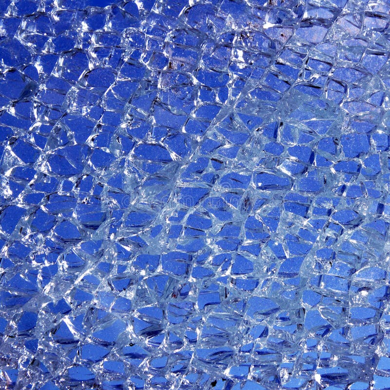 Broken Glass Cracked Over Blue Background Stock Image - Image of broken ...