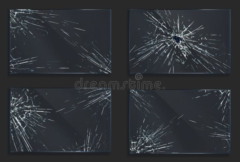Broken Glass with Cracks and Hole from Impact Stock Image - Image of ...
