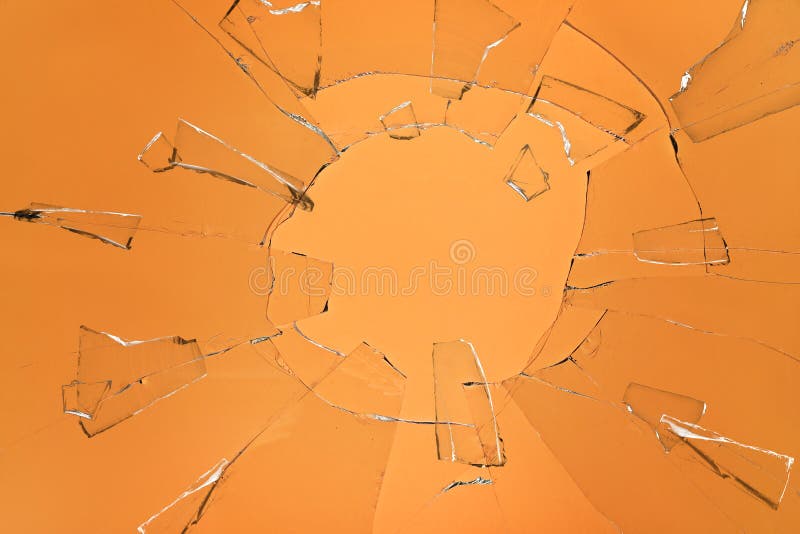 Broken Glass with Cracks on Orange Background Stock Illustration ...