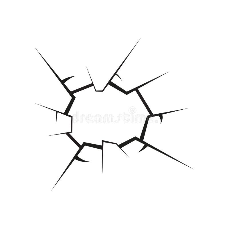 Broken Glass on Crystal Pane. Stock Vector - Illustration of drawing ...