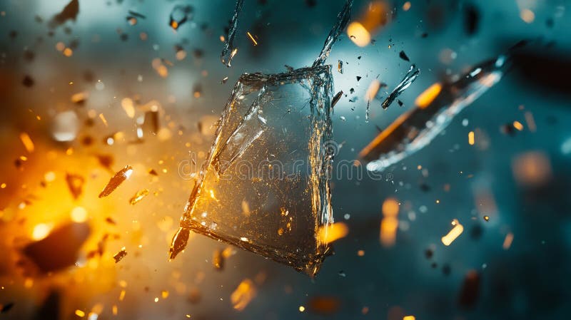 A Broken Glass Cube with a Knife Sticking Out of it Stock Photo - Image ...