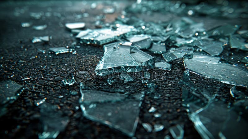 Broken Glass on a Dark Surface. Stock Photo - Image of pieces, shards ...