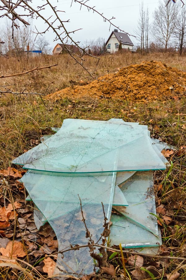 Broken Glass - Environmental Pollution. Shattered Glass Thrown on the ...