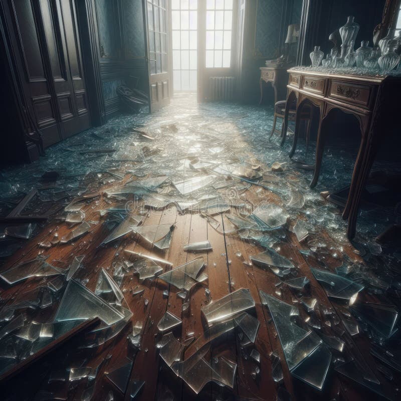 Broken Glass On The Floor In The Room Stock Illustration Illustration Of Recycle Splinter
