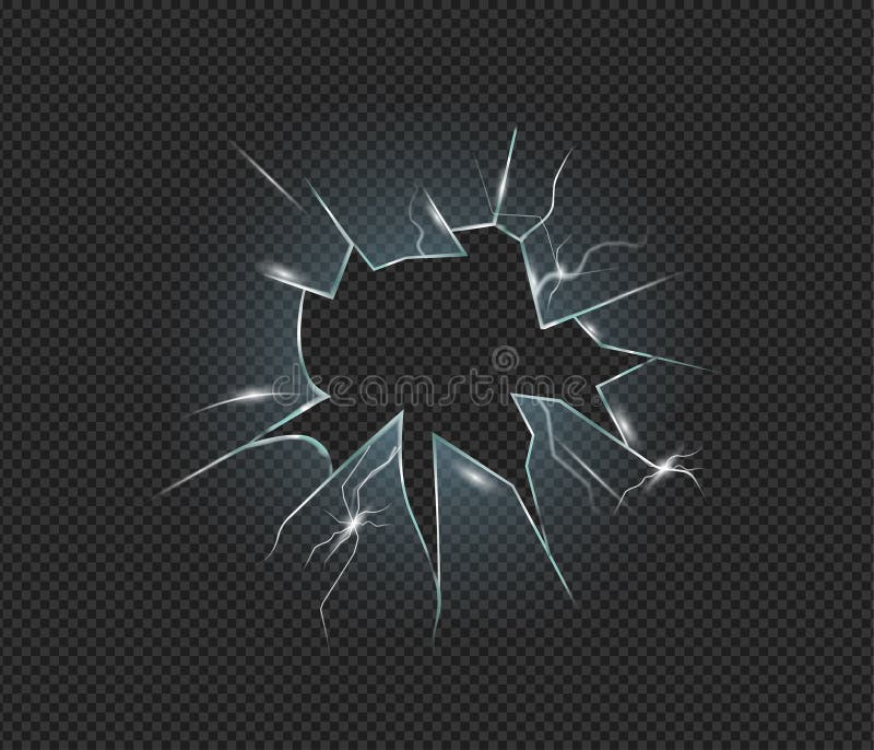 Broken Glass with Fractures and Sharp Edges Stock Vector - Illustration ...