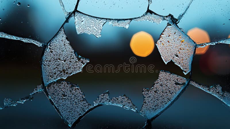 Broken Glass Fragment with Blurred Lights in the Background White ...