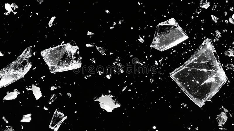 Broken Glass Fragments Scattered Across a Dark Backdrop, Suitable for ...