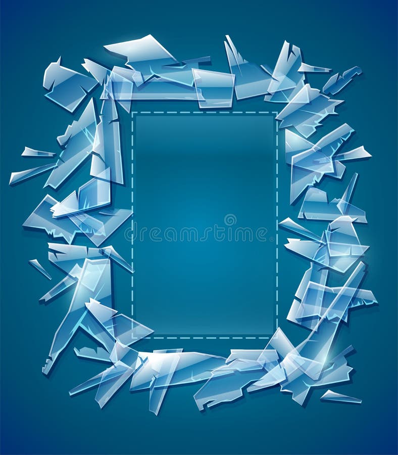 Broken Glass Frame Decorative Element for Design. Illustration. Stock ...