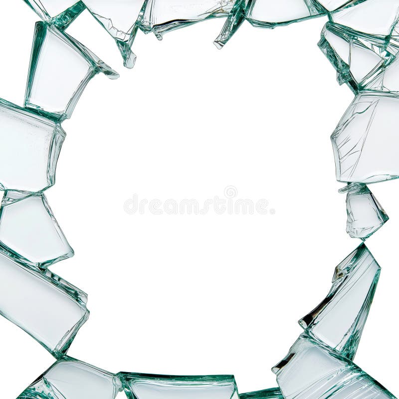 Broken Glass Frame with Jagged Edges Creating Abstract Border on White ...