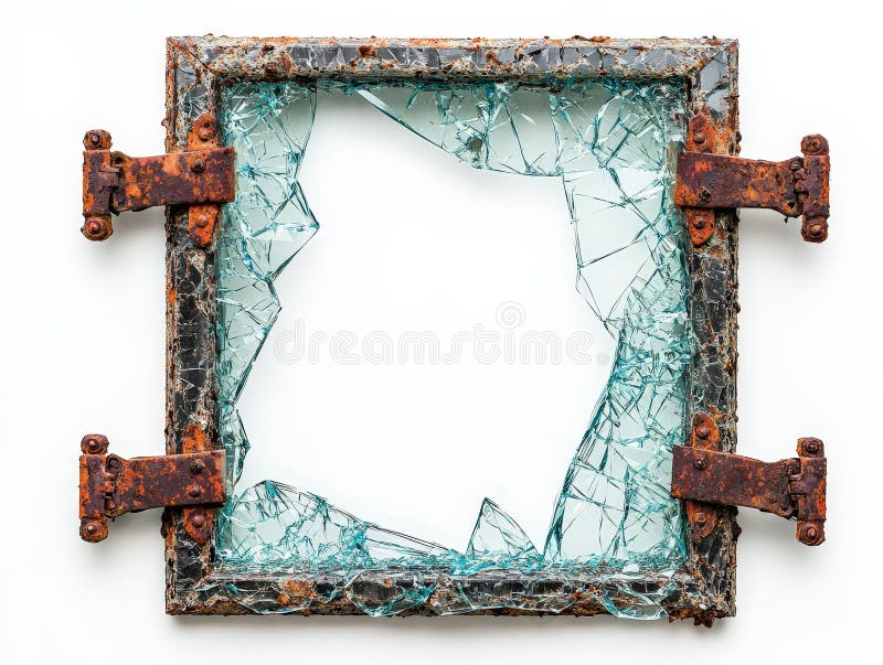 Broken Glass Frame Resting on a Clean White Background Showcasing ...