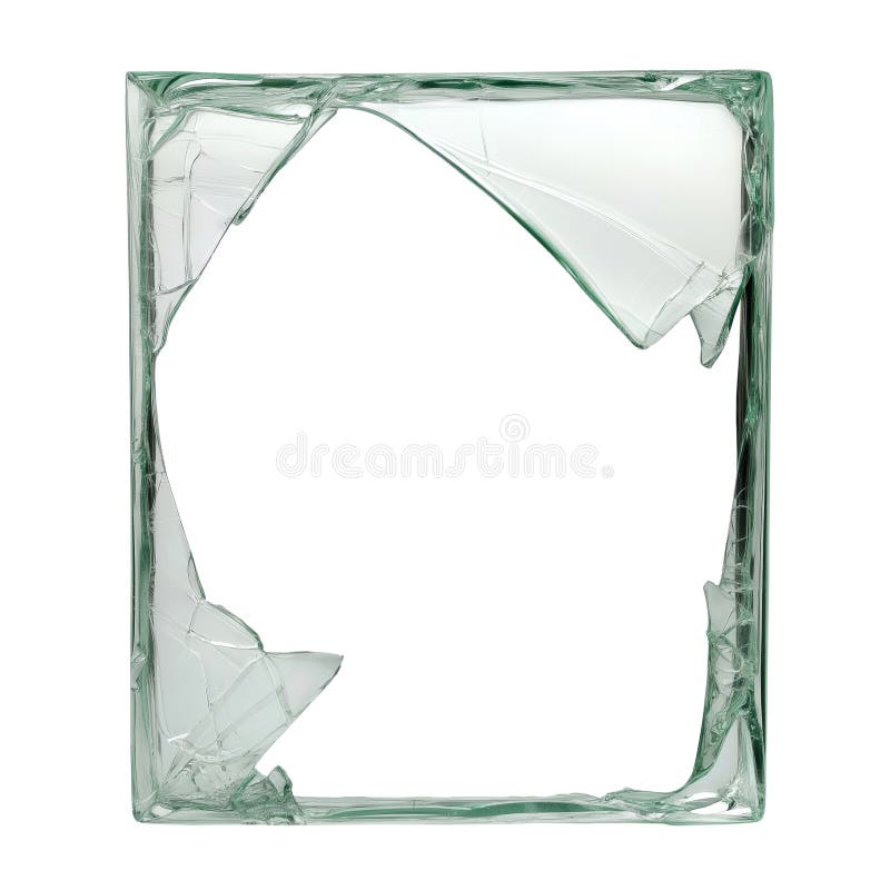Broken Glass Frame with Sharp Edges Isolated on White Background Stock ...