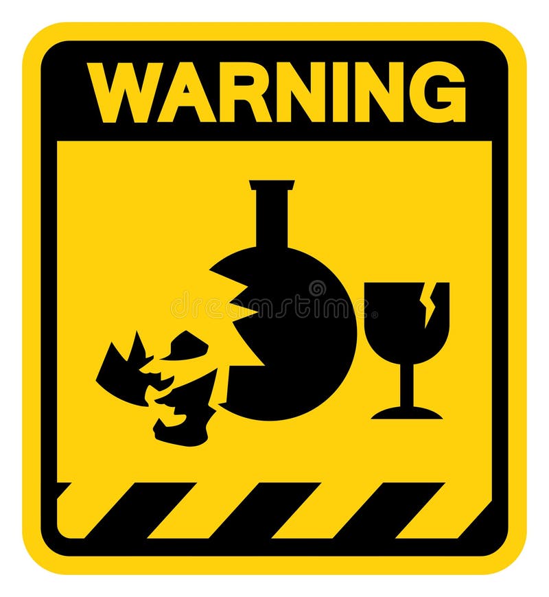 Broken Glass Hazard Warning Sign, Vector Illustration, Isolate on White ...