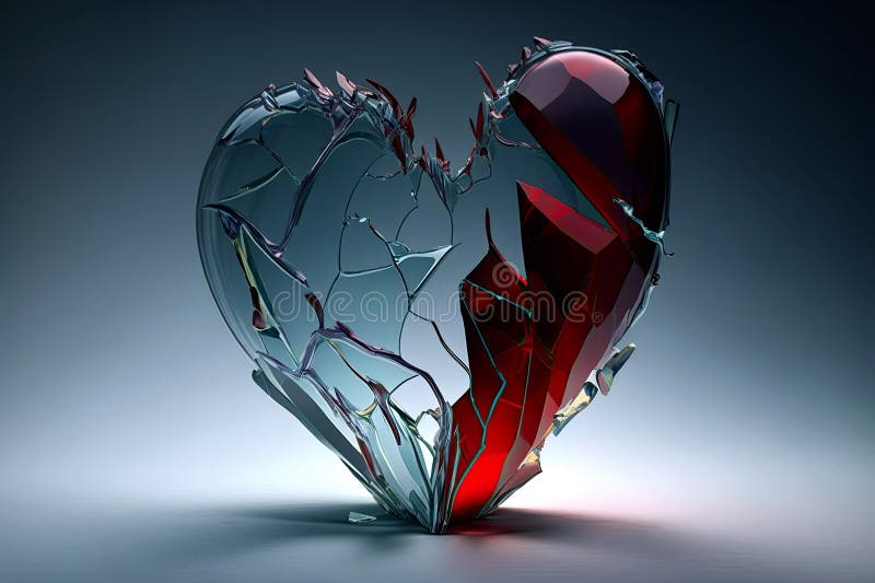 Broken Glass Heart With Crack Generative Ai Stock Image Image Of Abstract Separation 269920977