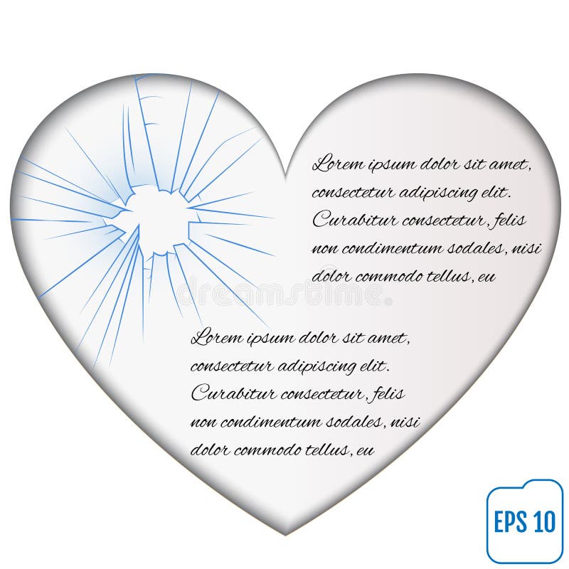 Broken Glass Heart with Frame for Text. Decorative Creative Desi Stock ...