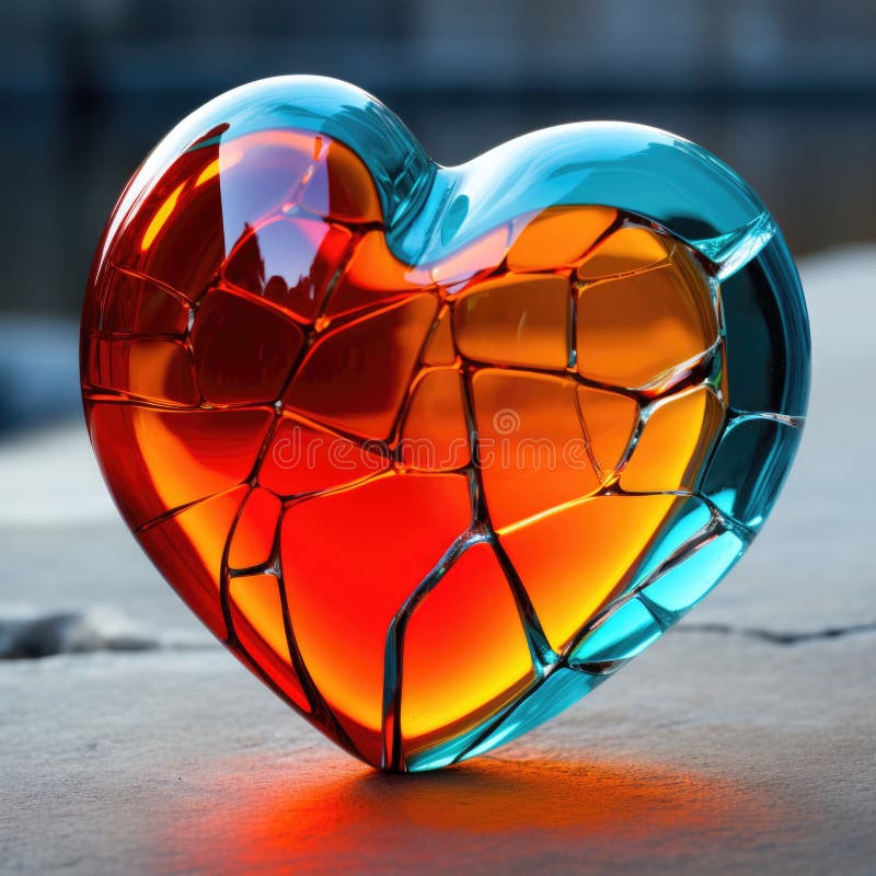 A Broken Glass Heart Sitting on Top of a Table Stock Illustration ...