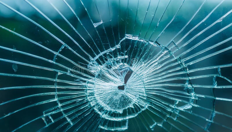 Broken Glass from Impact. Bullet Hole in Glass Stock Illustration ...