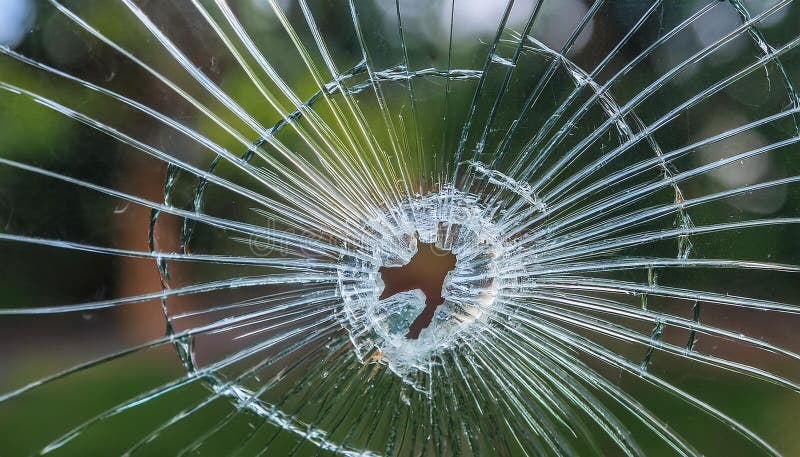Broken Glass from Impact. Bullet Hole in Glass Stock Illustration ...