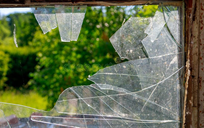 Broken Glass Inside a Building, Sunny Day Stock Image - Image of inside ...