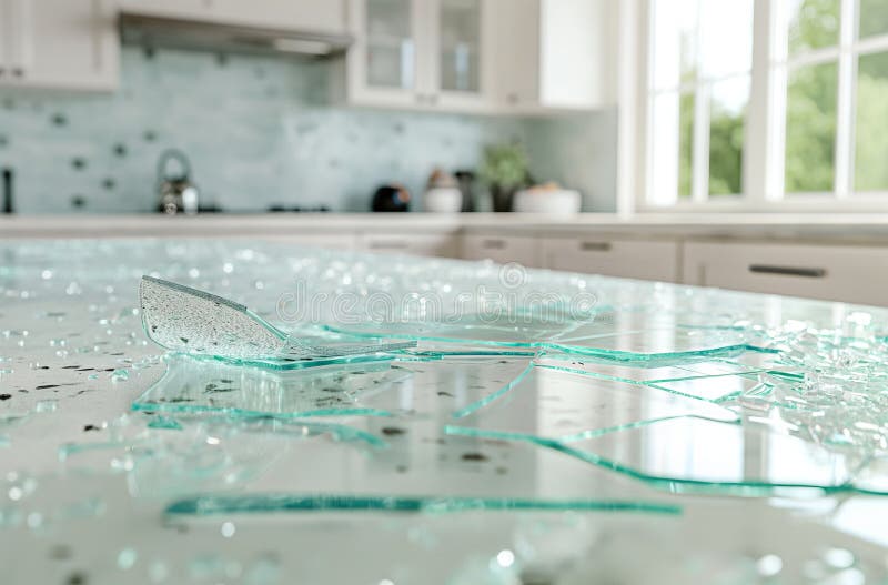 Broken Glass on Kitchen Counter Stock Photo - Image of kitchenware ...