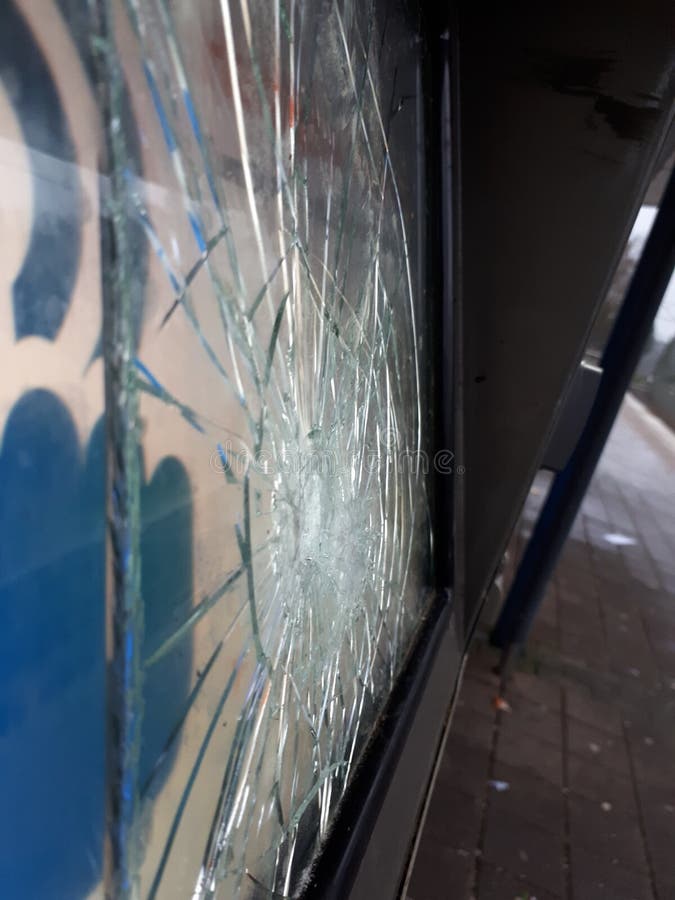 Broken Glass of a Machine at a Station Stock Photo - Image of ...