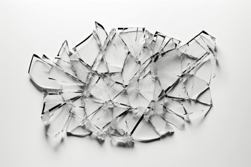 Broken Glass Object on White Surface with White Background. Generative ...