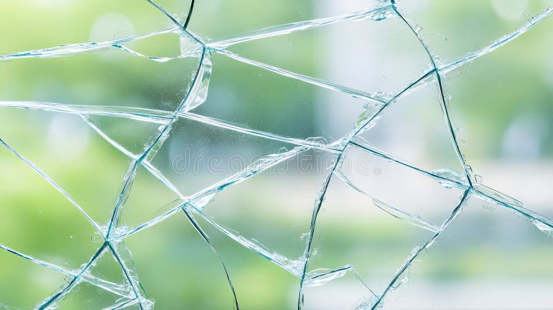 Broken Glass on an Office Window Reveals Cracks, Blending Modern Decor ...